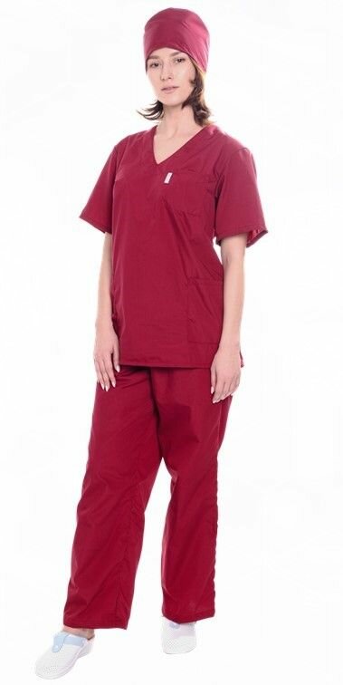 Костюм медицинский КСХ11, 158-164/48-50/бордовый. Костюм хирурга (хирургический). Костюм медицинский женский.
