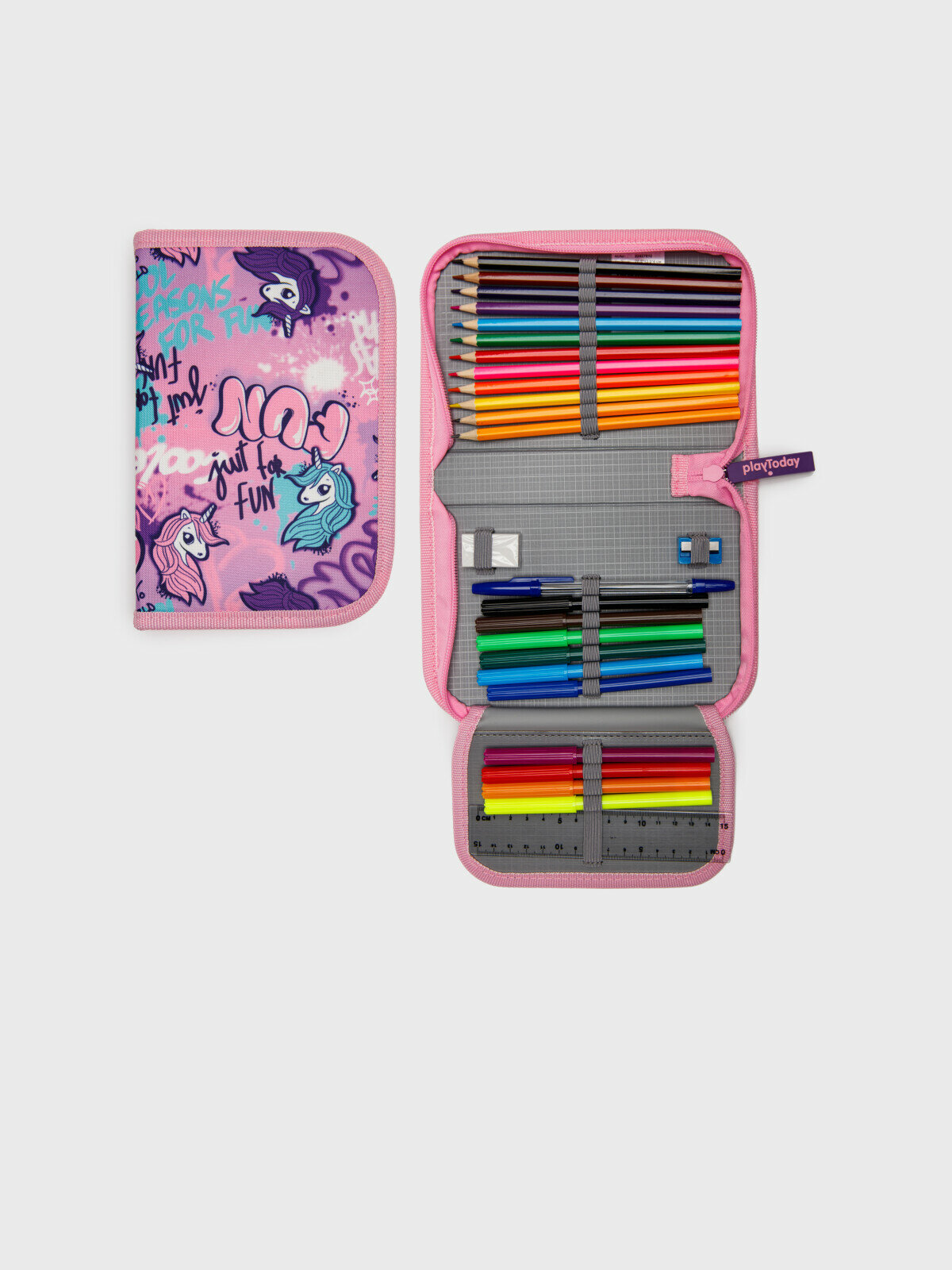 Пенал с наполнением для девочки PlayToday, размер 20,5*13,5*4 см, голубой