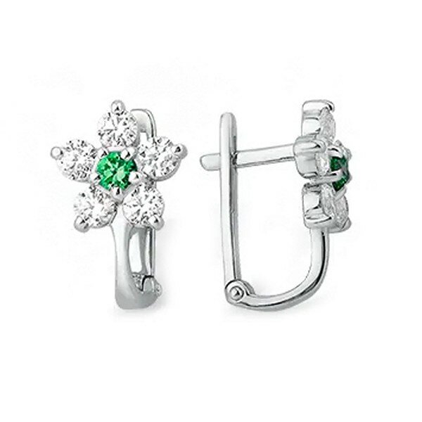 Серьги, серебро, 925 проба, родирование, фианит