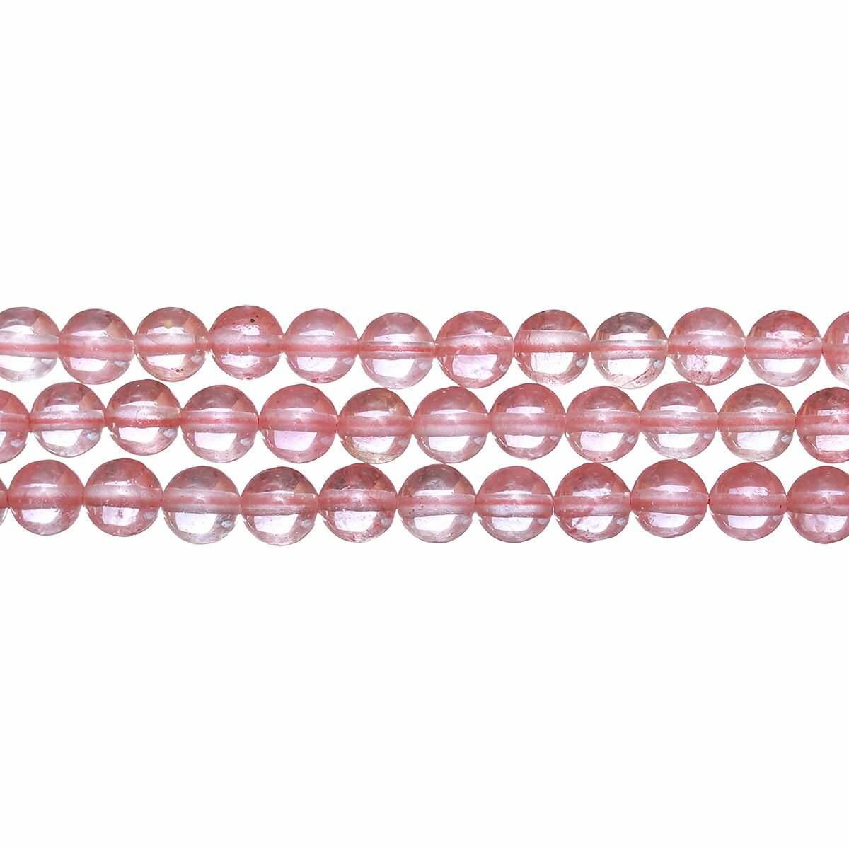 Бусины каменные, кварц (имитация), арбузный, 6мм, 58 шт, низка