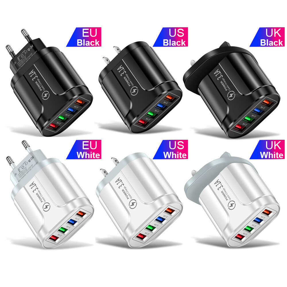 Зарядное устройство HCJTWIN, 4 USB-порта, с LED-подсветкой, 15Вт