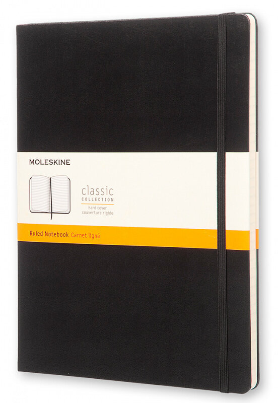 Блокнот в линейку Moleskine CLASSIC 22х28см 96 листов 220*280 XXL твердая обложка QP0100 черный