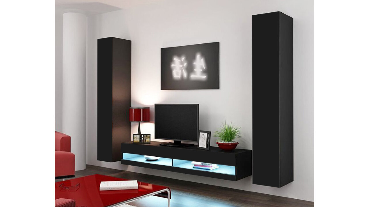 Гостиная Виго нью 4 Черный 0190 NEW 260x42x180 см, GOODFORM