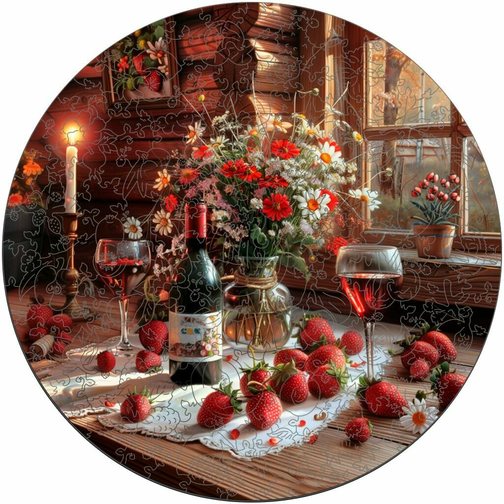 Деревянный пазл BoberBox "Клубника деревенский Натюрморт", 200 деталей