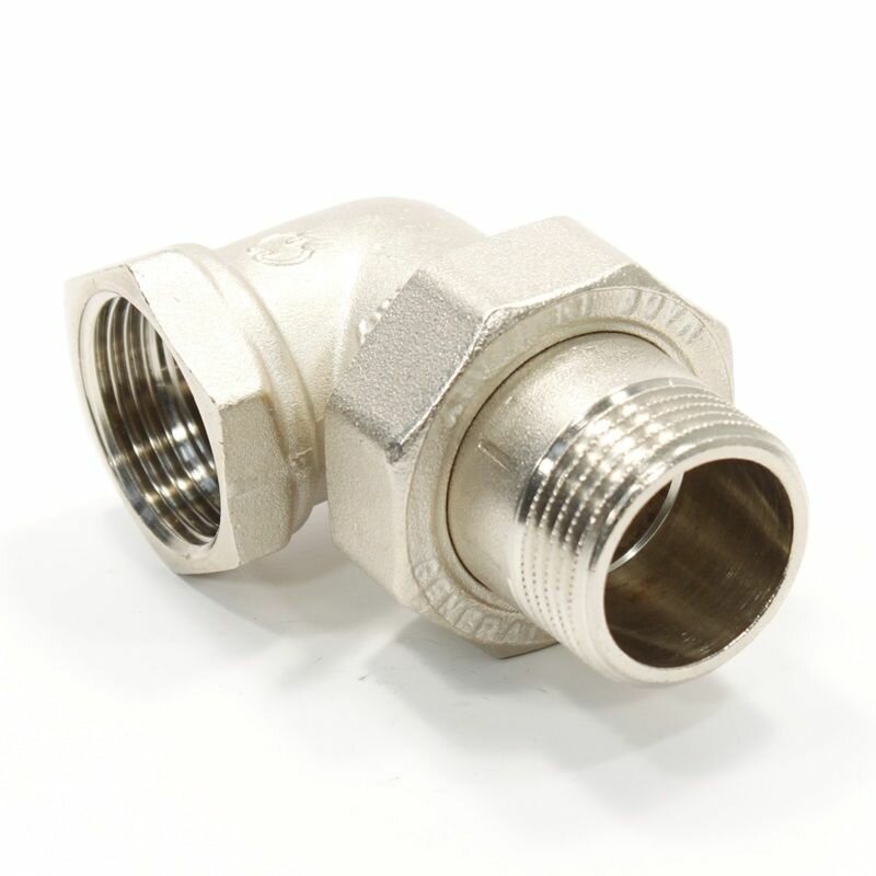 Американка угловая 90 1"-1", General Fittings 2700 I4, резьба-резьба, вн.- нар, латунь (никель)