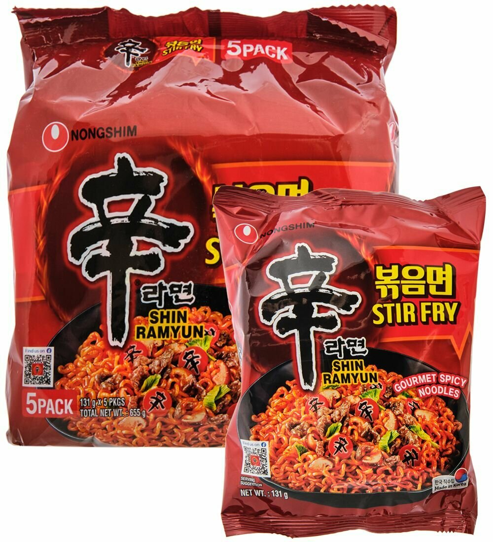 Лапша 'Нонгшим' Шин Рамен (STIR FRY) 5шт х 131г, Корея