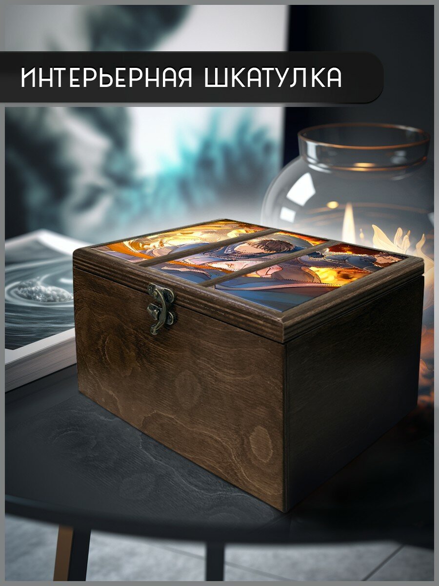 Шкатулка интерьерная "Тройная" для украшений универсальная 22x17x12 см Аниме Fullmetal Alchemist (Стальной алхимик, Элрик, Альфонс, Эдвард, FMA подарок, подруги, сестры) - 890