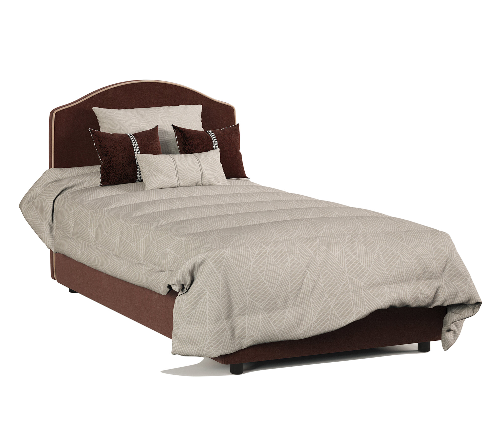 Тахта кровать Класс 90х195 см, односпальная, велюр Дрим шоколад