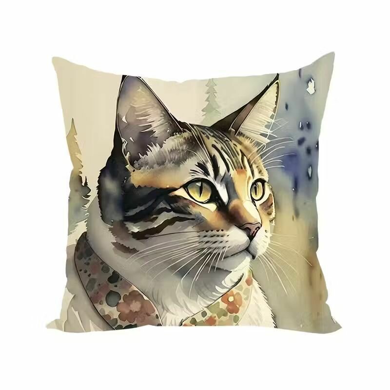 Чехол для подушки Кошка Василиса Живопись 40х40 велюр