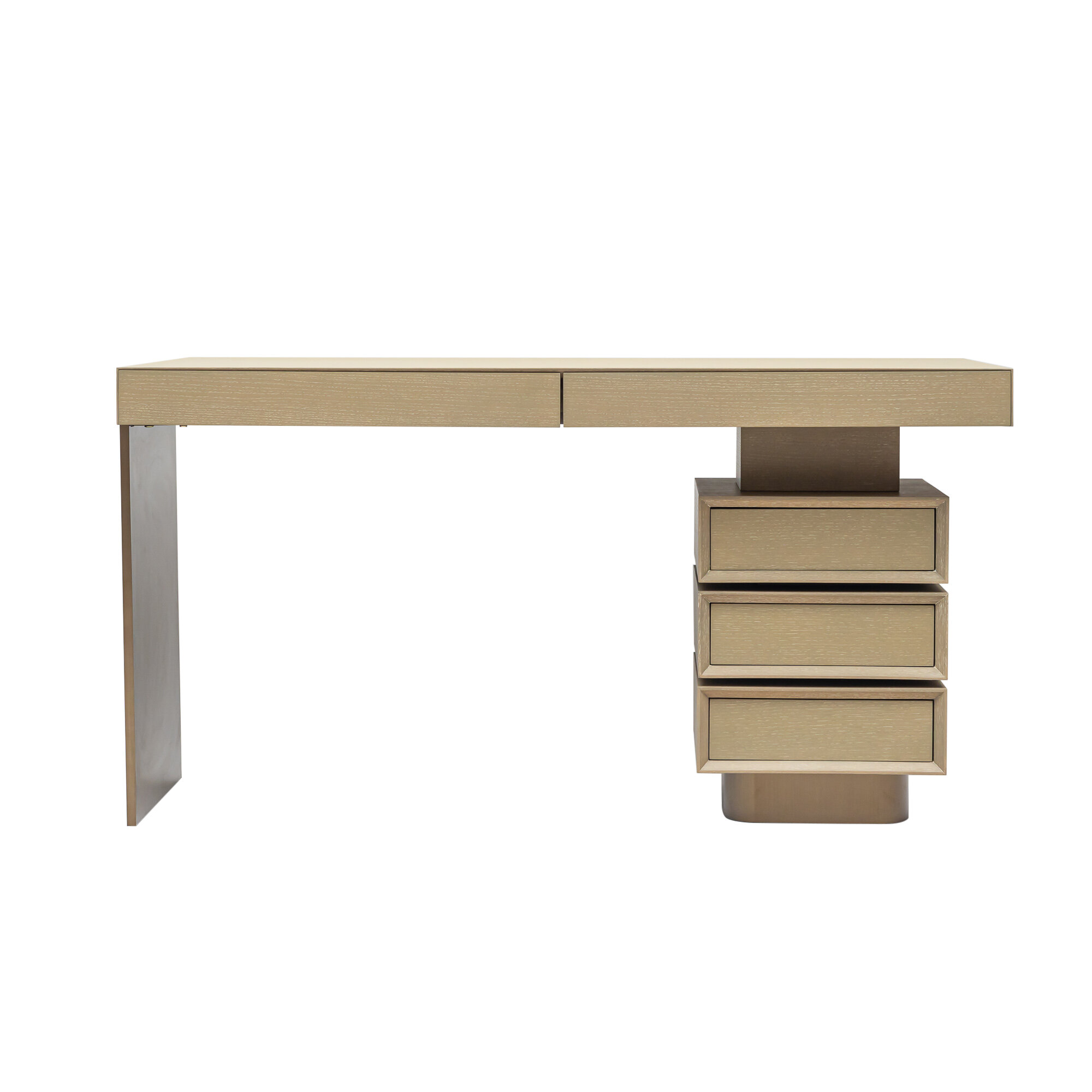 Письменный стол Rene, Мдф, Шпон дуба, Внутренняя отделка - мдф с меламиновым покрытием, Основание - нержавеющая сталь с