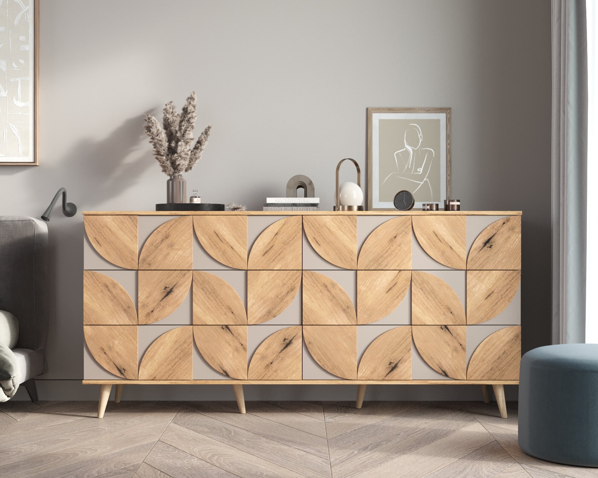 К; омод с выдвижными ящиками МДФ Мебель на Руси "Невада" 185х88х50 Кашемир