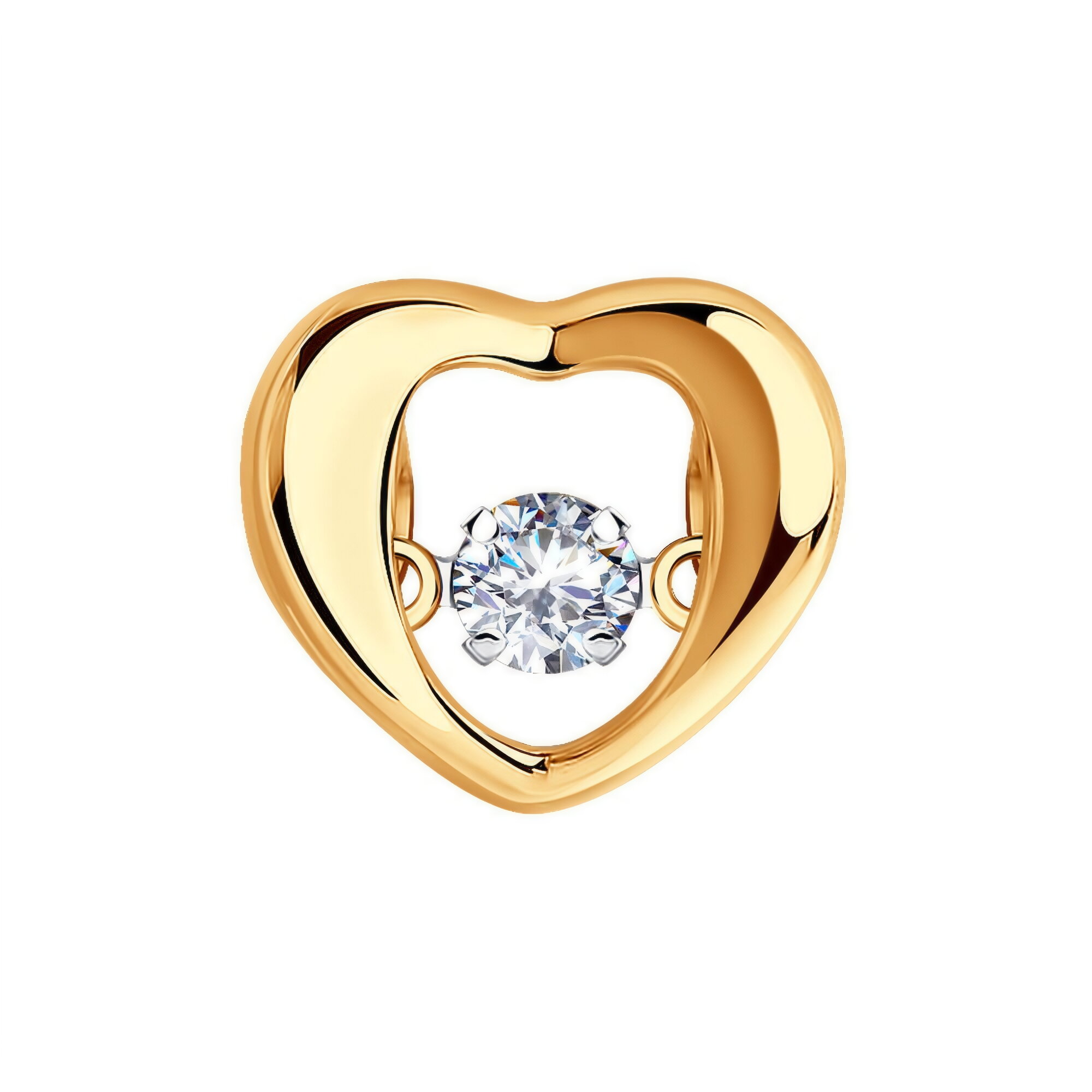 Подвеска, красное золото, 585 проба, бриллиант