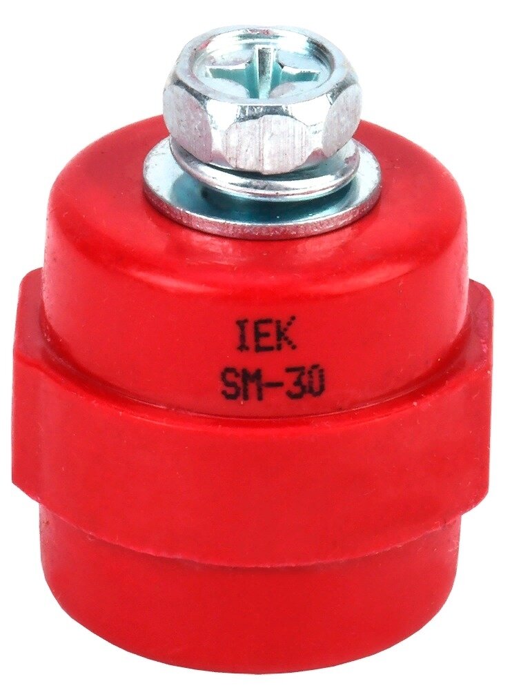 Изолятор IEK / ИЭК SM-30 силовой с болтом для крепления токоведущих шин, красный, максимальный номинальный ток 380А 1кВ, YIS11-30-08-B / электрика