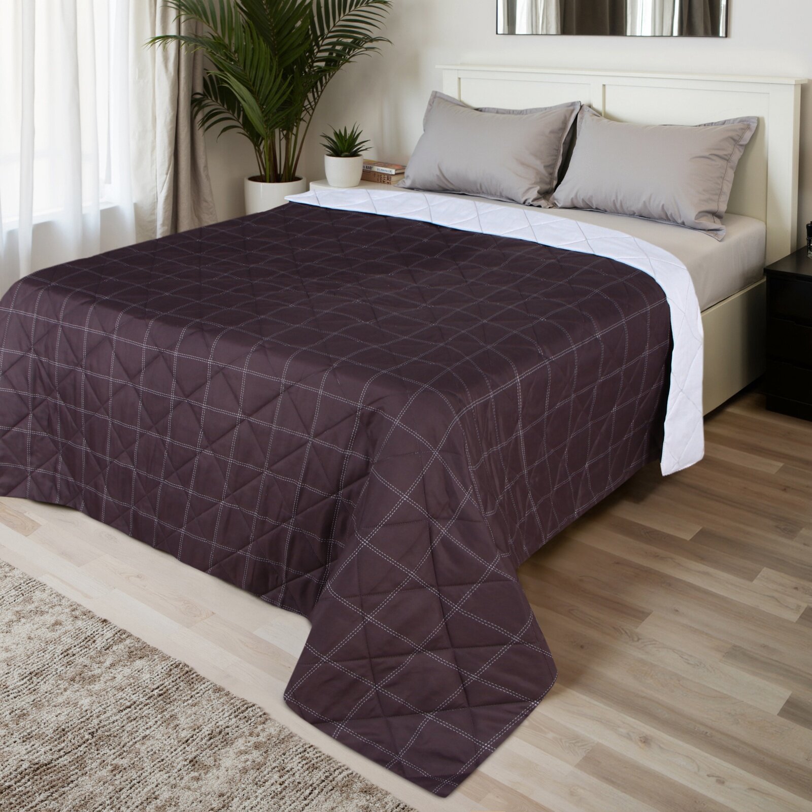 Покрывало LoveLife евро макси Cage: graphite 240*210±5см, микрофайбер, 100% п/э, 10623942