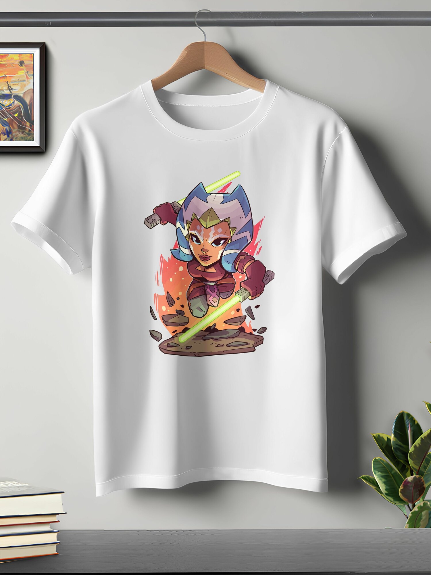 Футболка ONEQ унисекс 48-50 (L) размер с принтом Асока Тано, белая