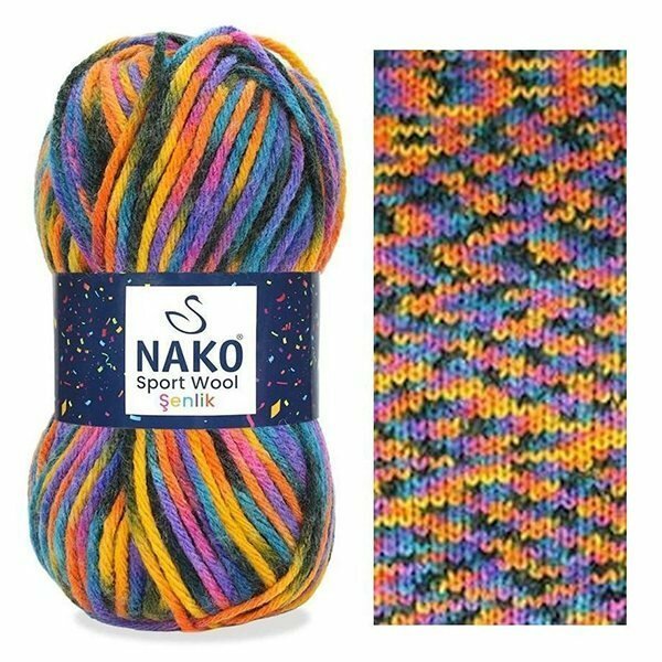 Пряжа Nako SPORT WOOL SENLIK 87740 принт (5 мотков)