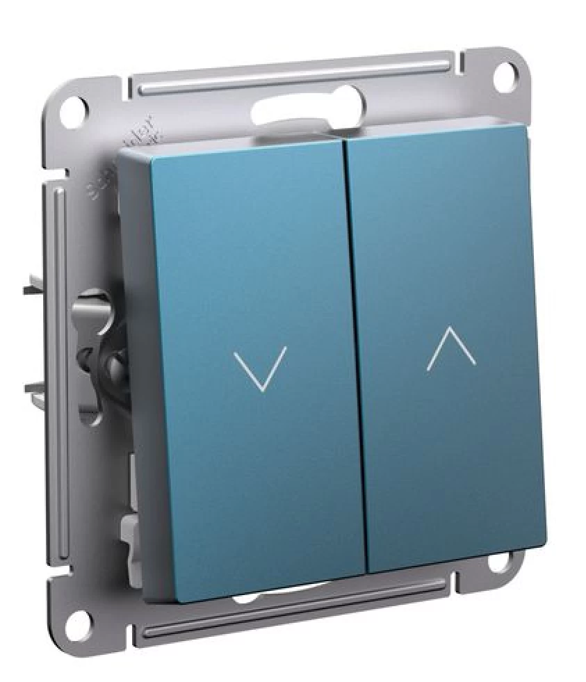 Выключатель для жалюзи Systeme Electric / Систем Электрик AtlasDesign двухклавишный схема 4, механический из ABS-пластика, изумруд, 71×71×40мм, 250В 10А, IP20 / электрика