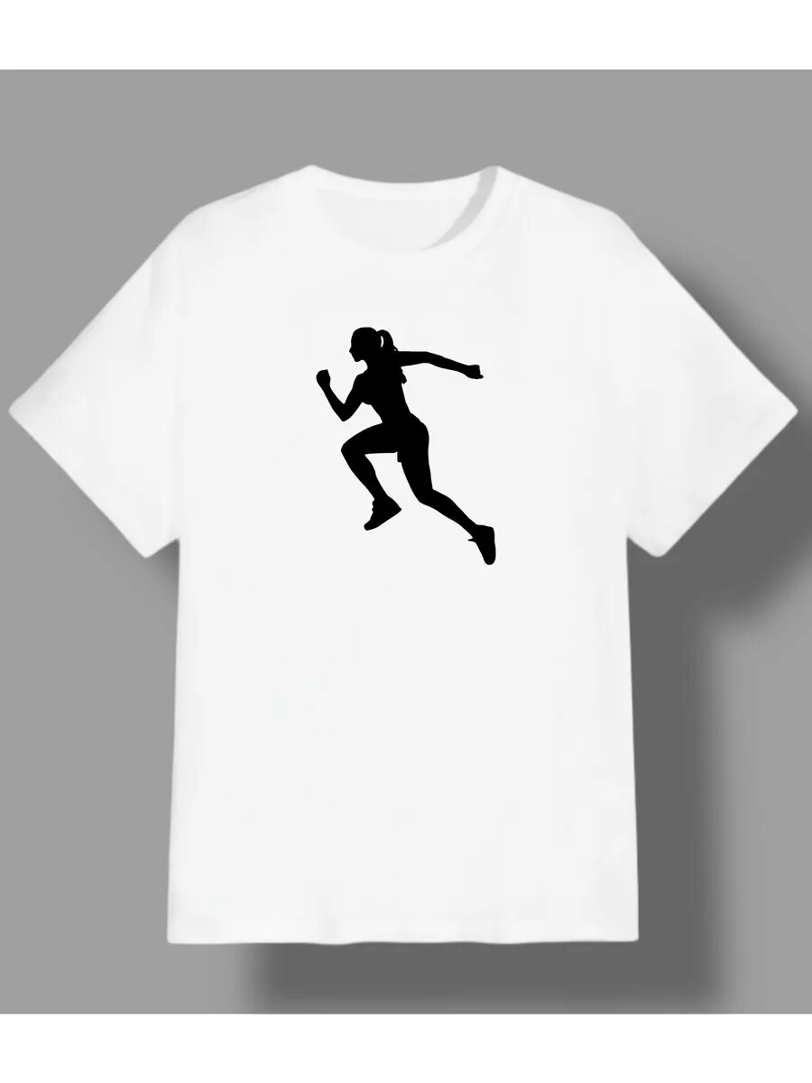 Футболка силуэт бегущей девушки