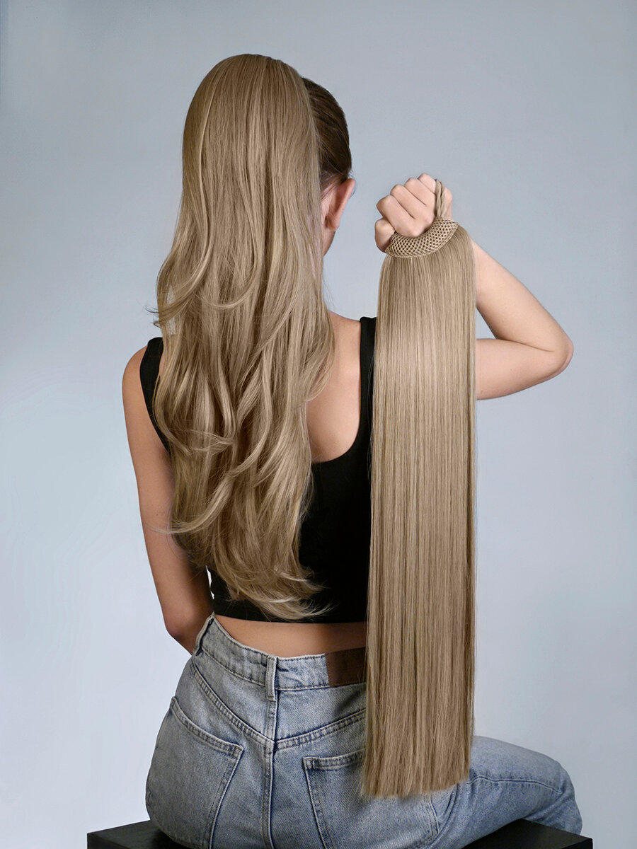 Шиньон. Хвост на резинке накладной для волос длинный