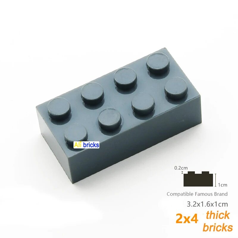 2x4 толстые серые блоки, 80шт, JIAJIALE