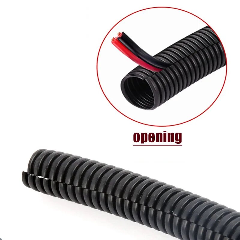 Гофрированная труба из полипропилена черная 2 метра AD10 (I.D 6.5mm), opening