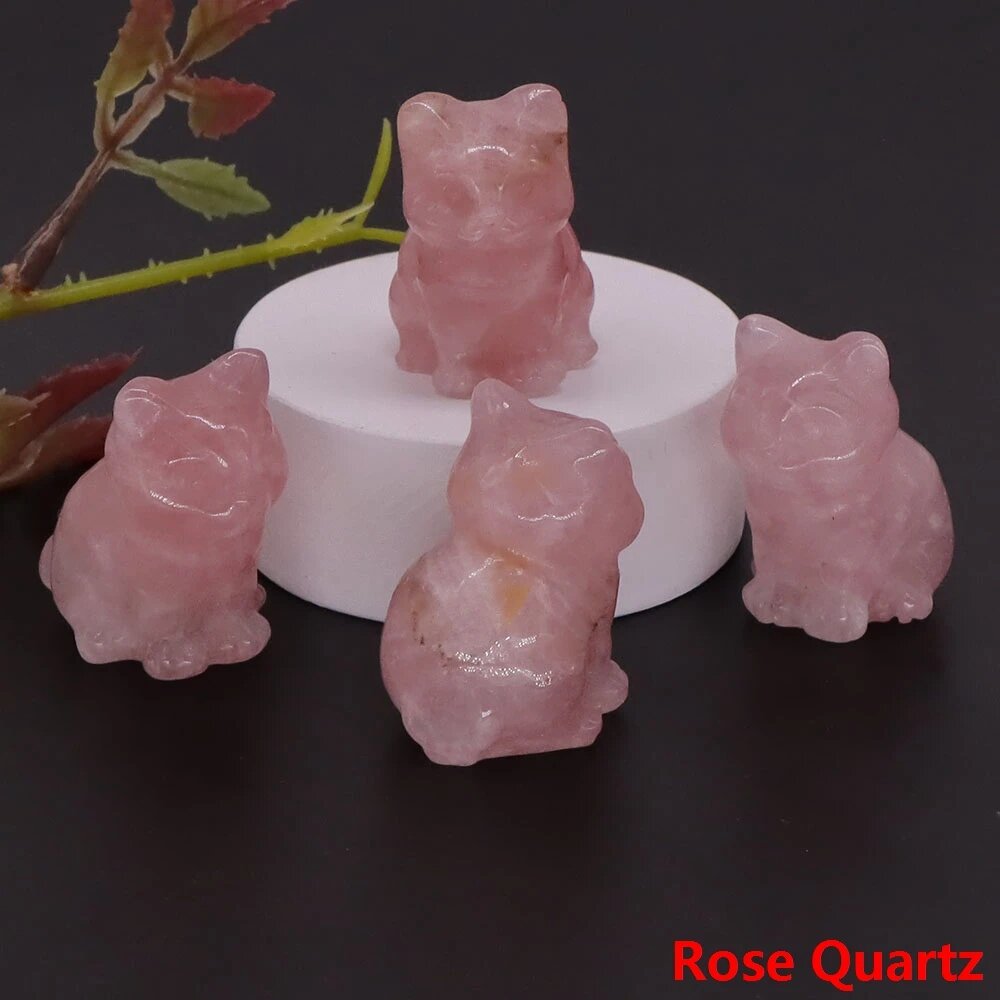 Статуя кота из камня Розовый, 1 pc, Rose Quartz