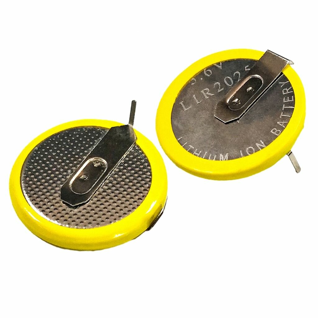 Батарея, LIR2025 перезаряжаемая кнопочная батарея с контактами, 2 шт.