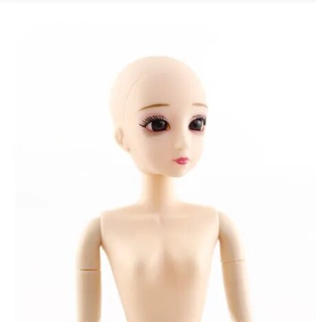 Кукольная голова fradoo 30 см фиолетово-серые волосы голубые глаза No Hair A