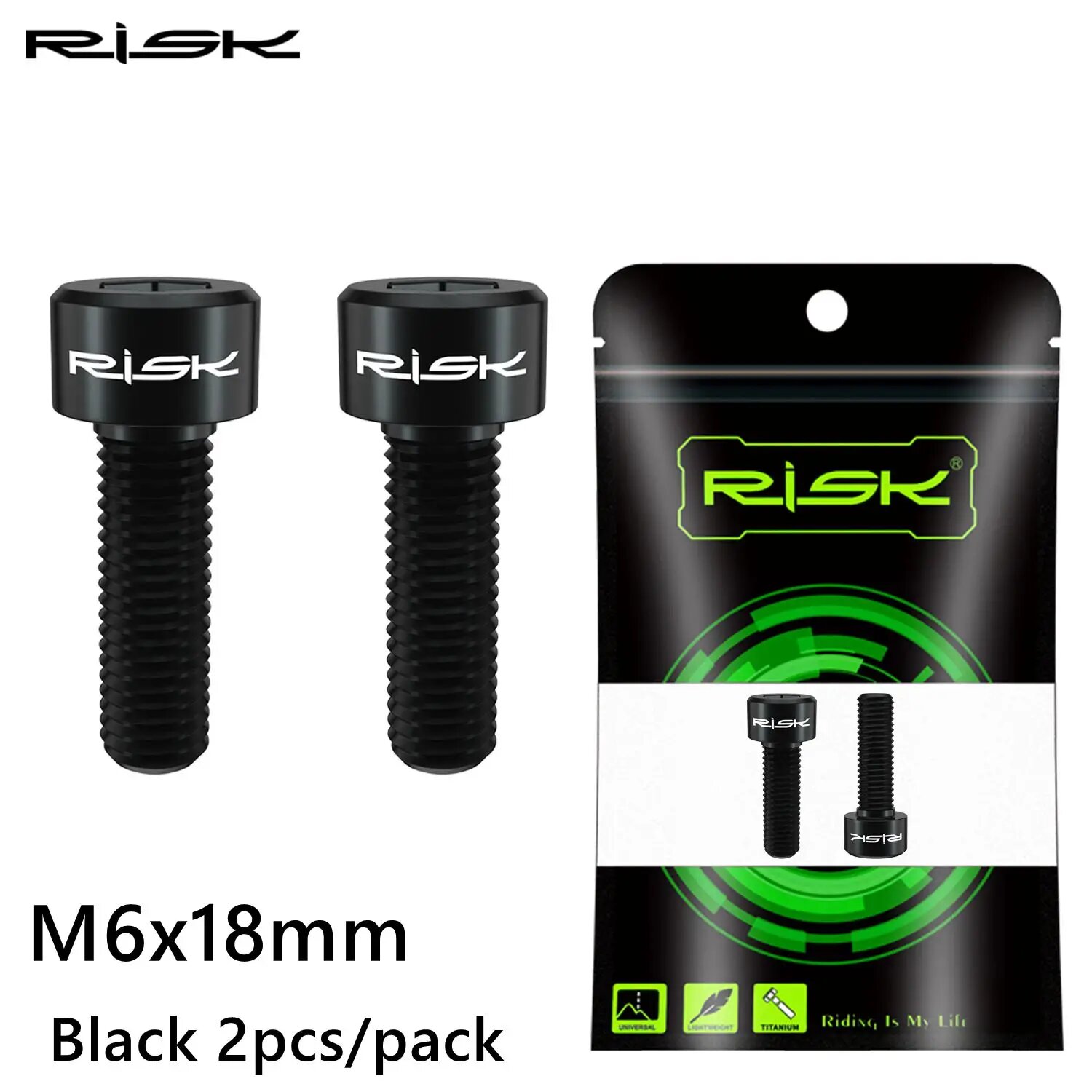 RISK Болты для шатунов M6x18 титановые 2 шт 2PCS Black