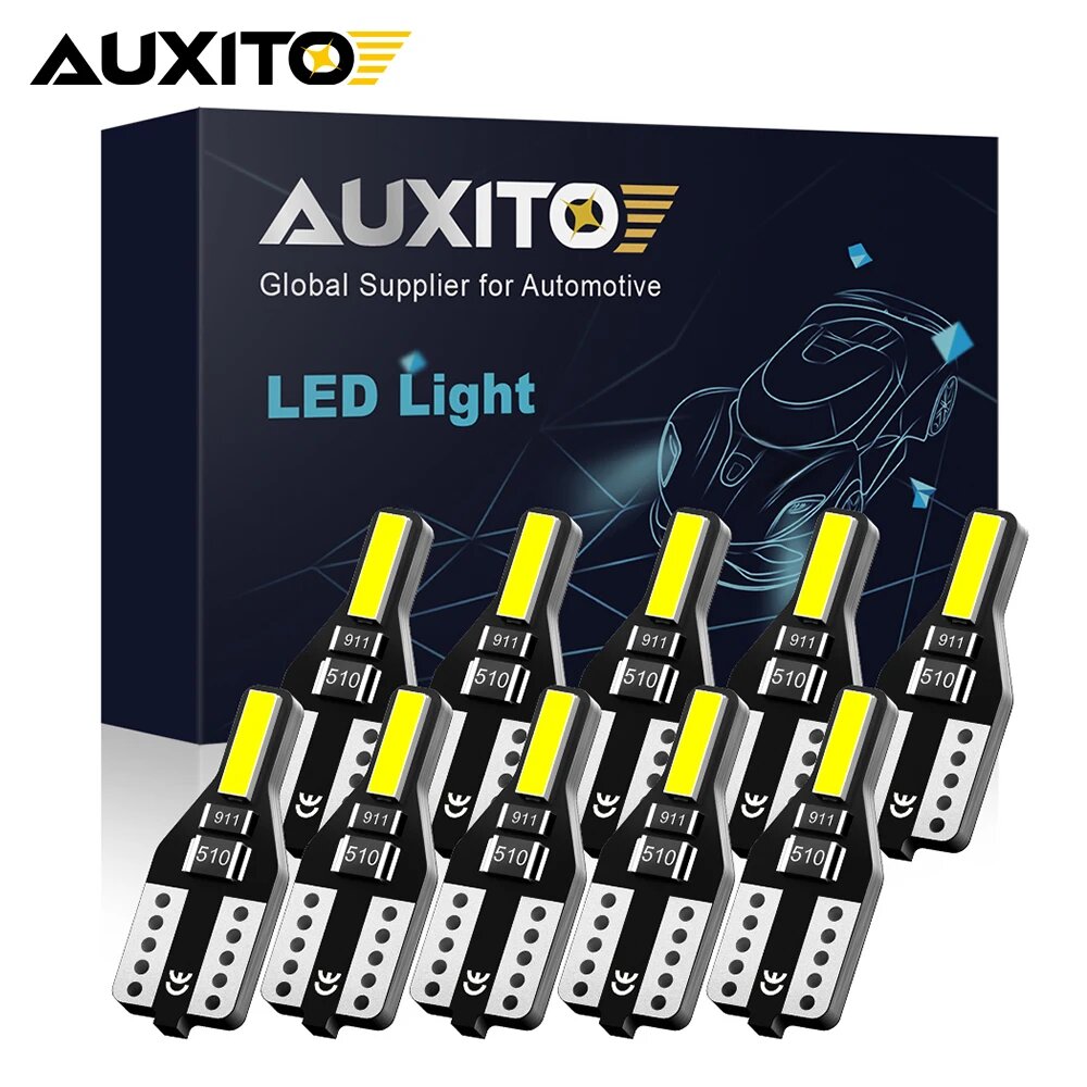 AUXITO 10 шт. T10 W5W 194 501 светодиодная лампа для салона автомобиля, купольные фонари для чтения, автосигнальная лампа для Volkswagen Bmw Audi