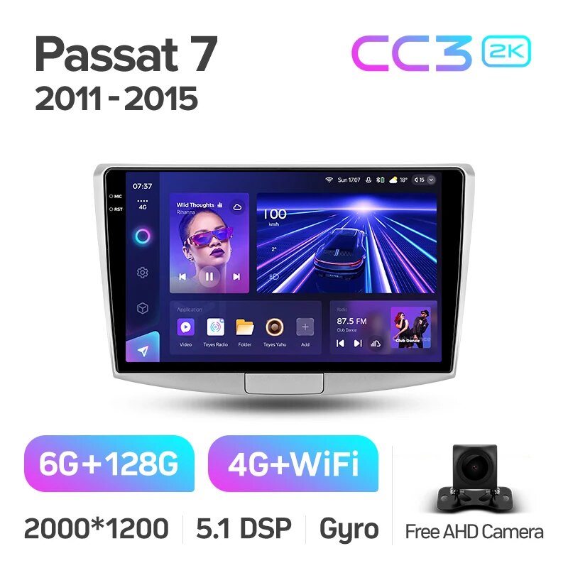 TEYES Тиайс CC3 2K Штатная магнитола For Фольксваген Пассат B7 NMS For Volkswagen Passat 7 B7 NMS 2011 - 2015 до 8-ЯДЕР, до 6 + 128ГБ 27EQ + DSP автомагнитола 2 DIN DVD мультимедиа автомобиля головное устройство Passat 7 2K 128G