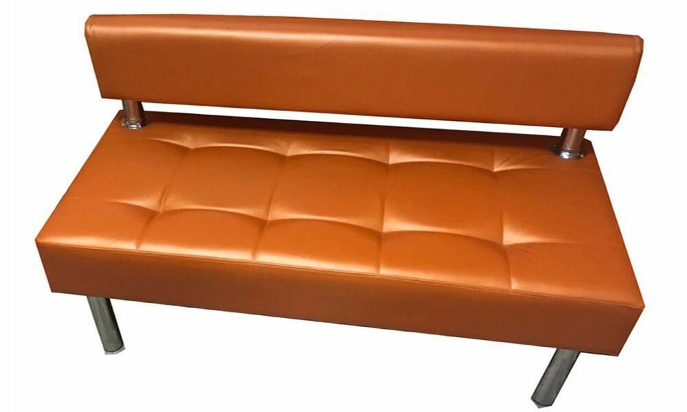 Диван прямой для дома и офиса Сантьяго без боковин 160x58х80 оранжевая экокожа