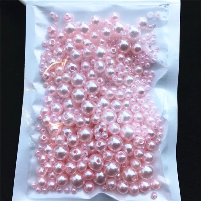 Розовые жемчужины искусственные, 3/4/5/6/8 мм, Mix Size Pink