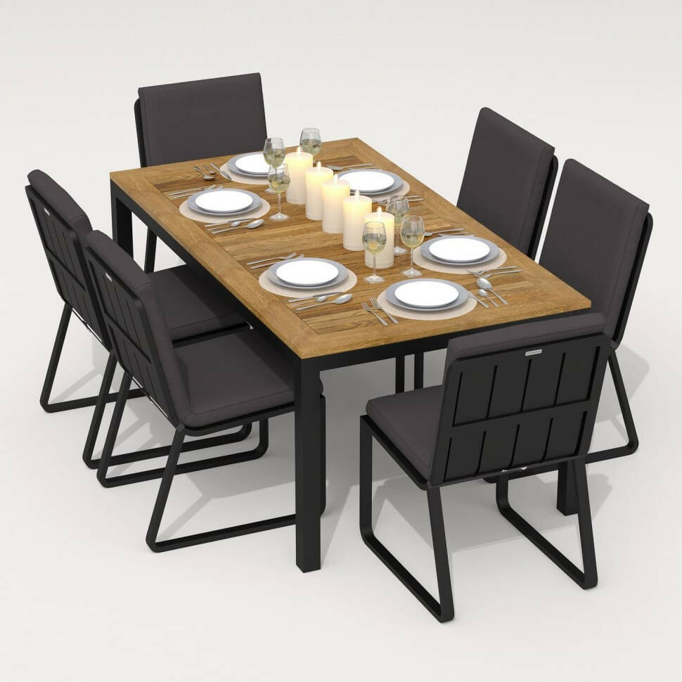 Обеденная группа TELLA GIRA каркас карбон / стол тик 180 / ткань черная