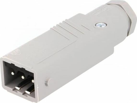 Разъем HIRSCHMANN STAS 3 N GREY прямоугольный, ST, вилка, "папа", PIN 3 луженые, IP54, 16А, 1 шт
