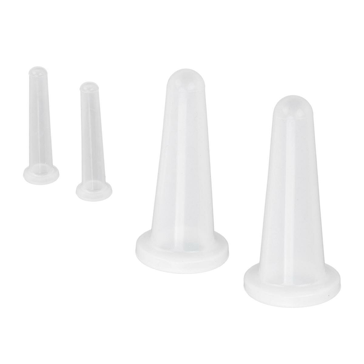 Набор из 4 банок для баночной терапии - силиконовый массажный вакуумный отсос белый для лица для косметического домашнего использования