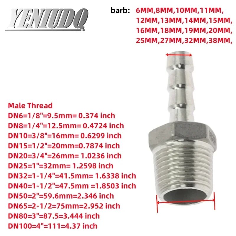 Фитинги для шланга Pagoda, нержавеющая сталь 304, BSP, 6-12 мм, 1/8"-1/2" 1/4", 8MM Barb