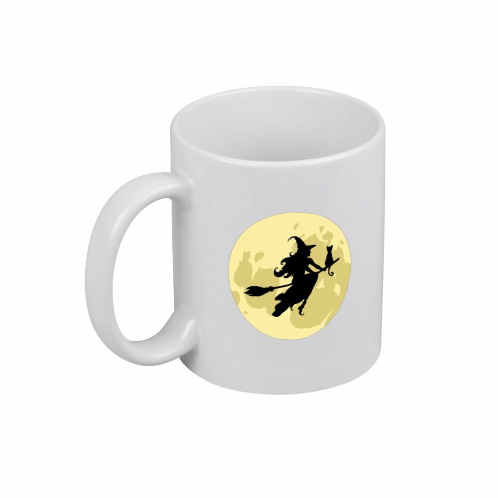 Кружка На Хэллоуин принт Ведьма кот луна метла