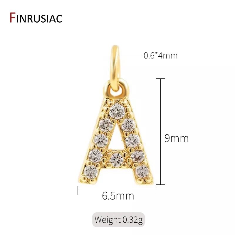Заключения ювелирных изделий FINRUSIAC латунь с цирконием 26 букв 2 pieces, A