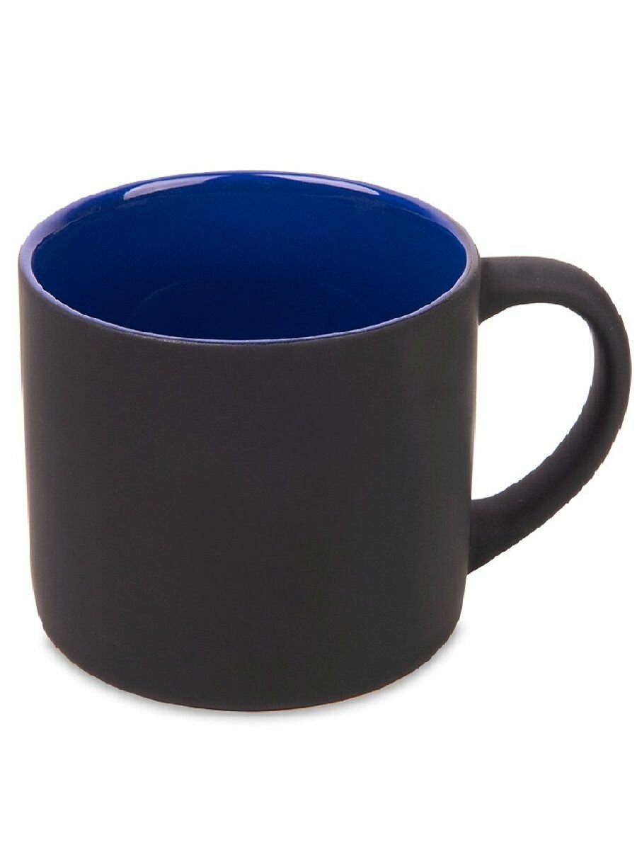 Кружка YASNA с покрытием SOFT-TOUCH, черный с синим, 310 мл, фарфор