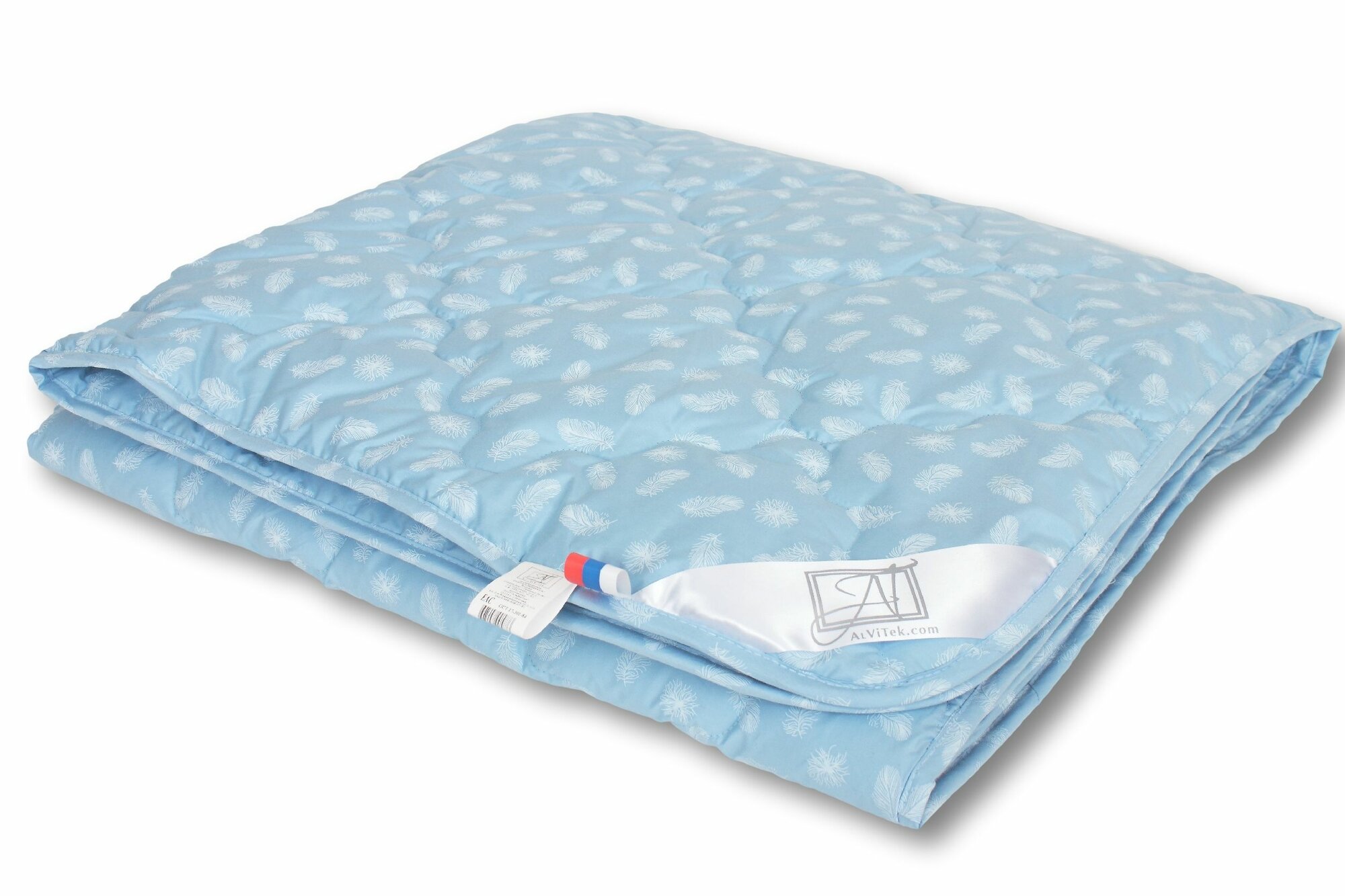 Одеяло Искусств. "лебяжий пух" 172х205 2-спальное Легкое АльВиТек "лебяжий пух" (силик. волокно 200 г/м2 , тик)