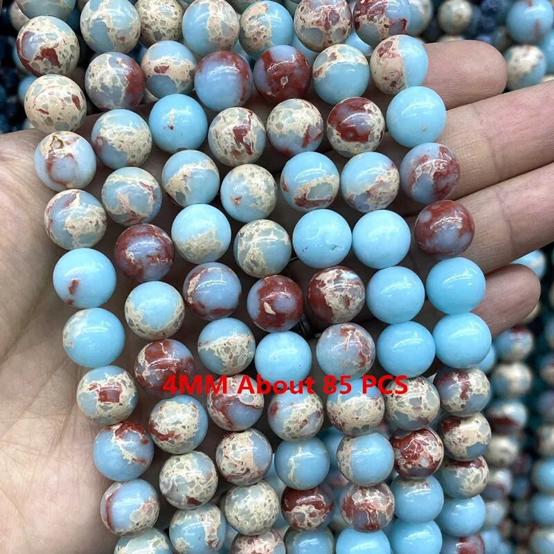 Синие бусины из яшмы SYSRXLR 4MM About 85 PCS