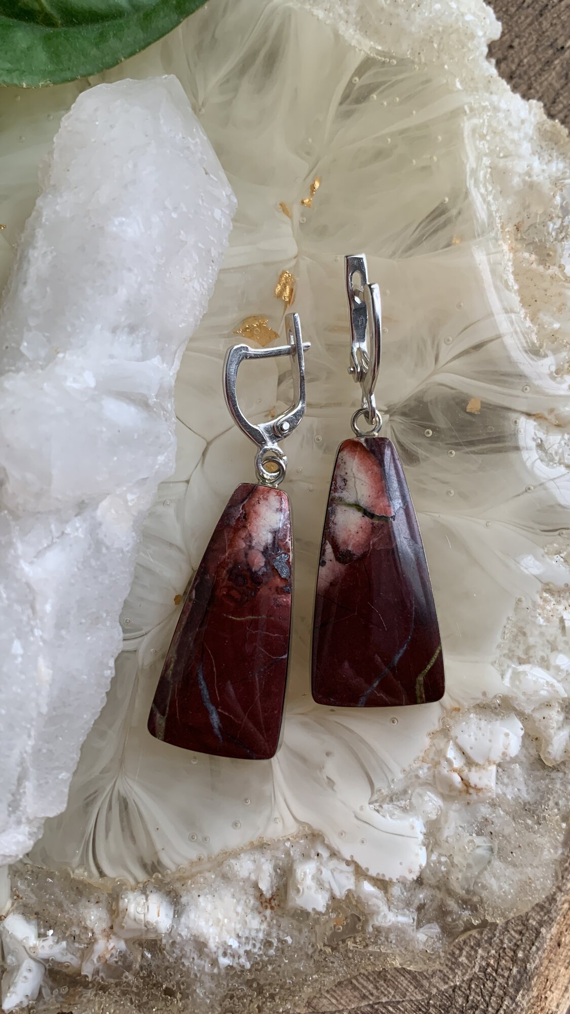 Серьги, яшма