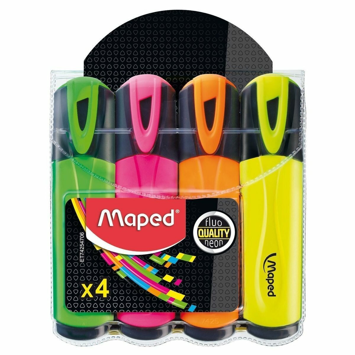 Набор маркеров-текстовыделителей Maped FluoPeps Classic (1-5мм, желтый/розовый/оранжевый/зеленый) 4шт. (742547), 12 уп.