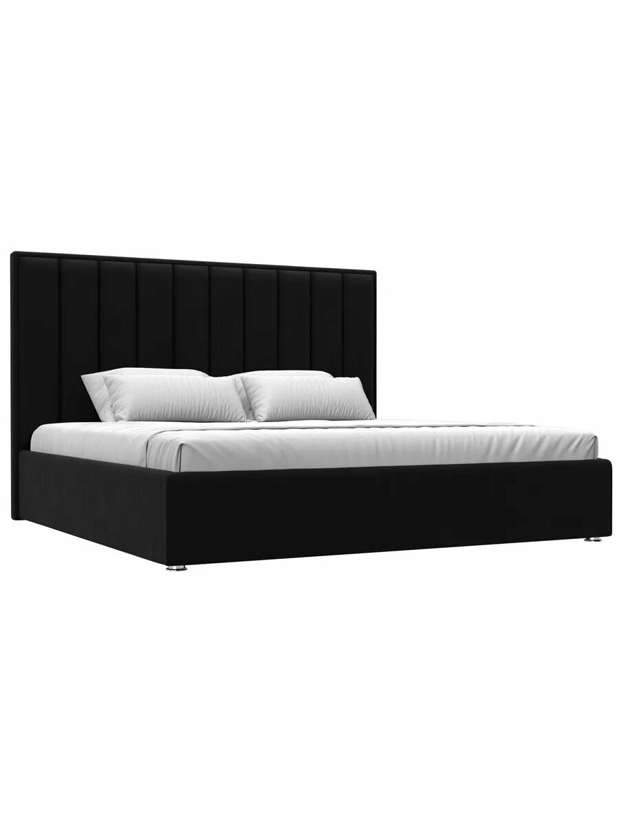 Кровать интерьерная Царица, спальное место 200х200 см, с ящиком для белья, на отропедических ламелях, микровельвет