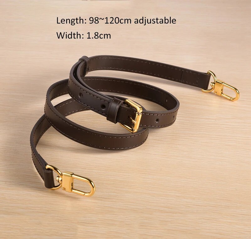 Модный ремень для сумки из натуральной кожи, высококачественный плечевой ремень, аксессуары для сумки, узкий ремень для сумки, популярные модные детали сумки на плечо Coffee 1.8CM