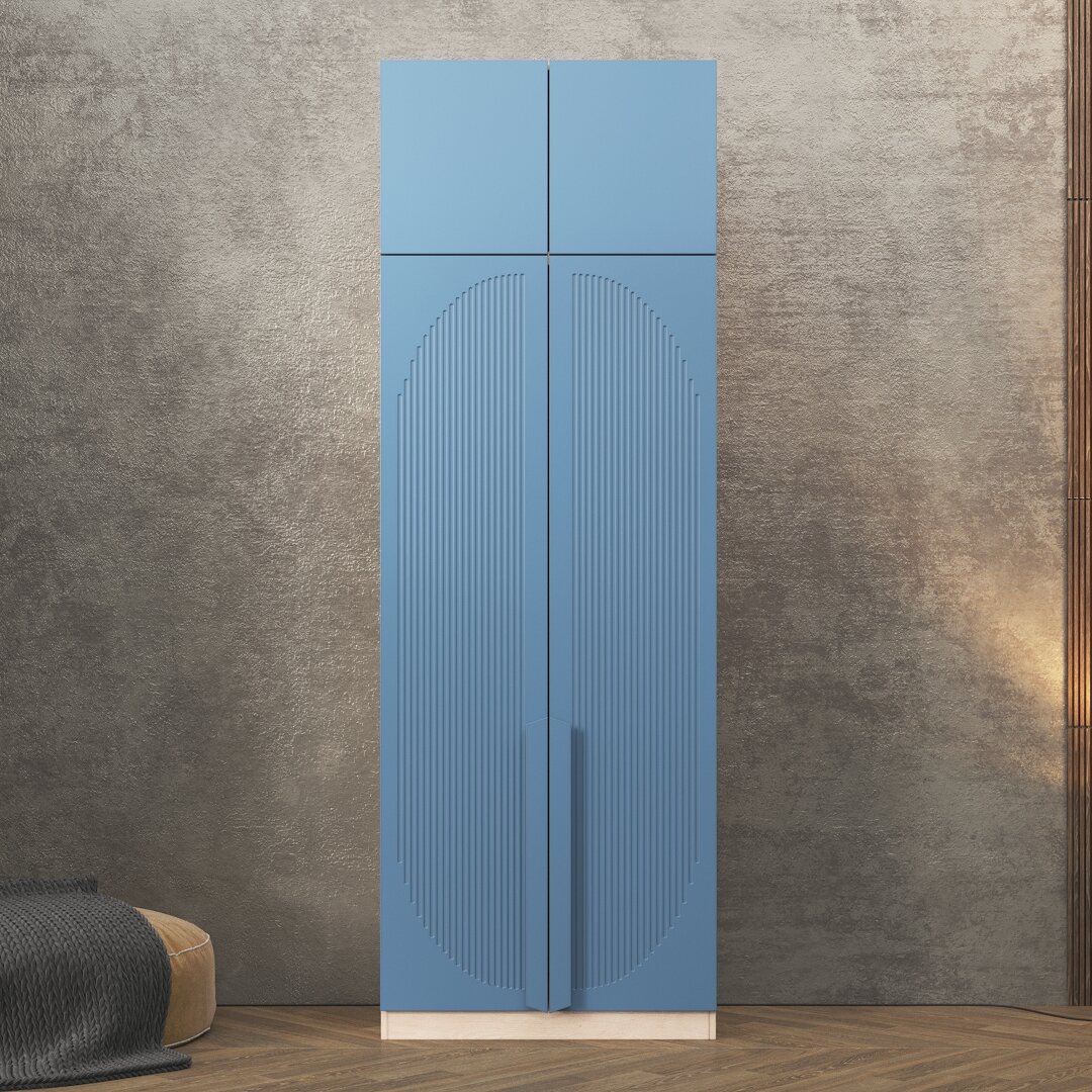 Шкаф Агератум МДФ двухсекционный с антресолью Сапфир структурный (0,3) G4018-62A матовая - Дуб молочный 8622 NW 80*50*260 см GOODFORM