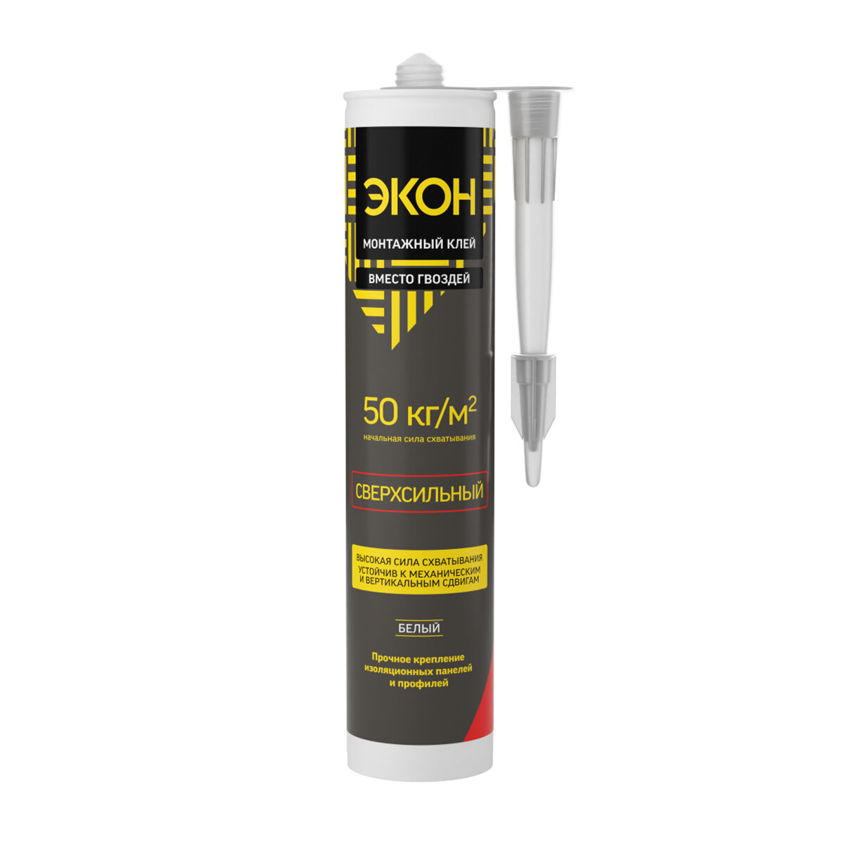 Клей монтажный Экон сверхсильный 50кг/м², 400 г, белый, картридж