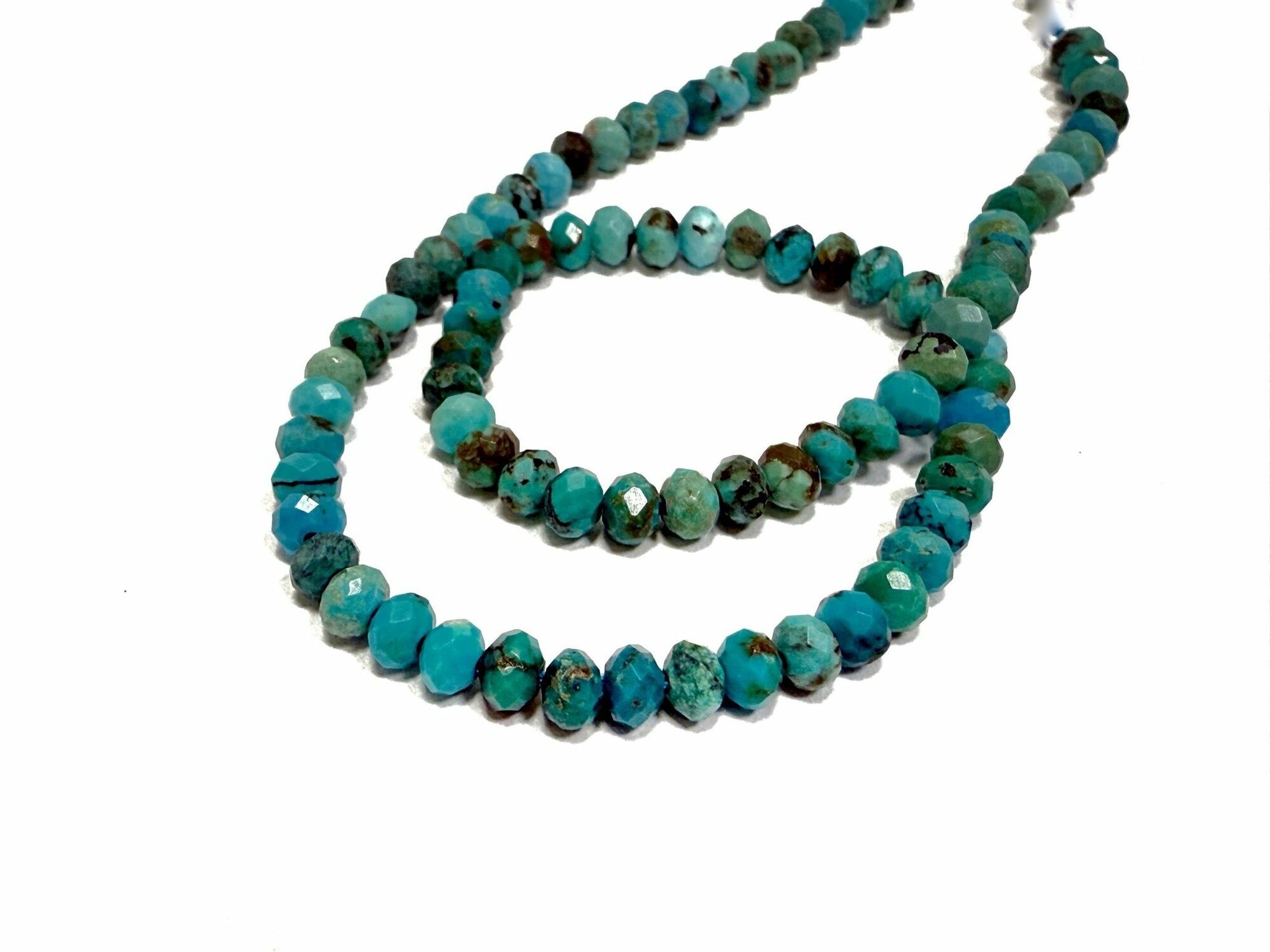 Бусина бирюза А рондель граненый 4 х 3 мм (нить 38-39 см), Suntrim