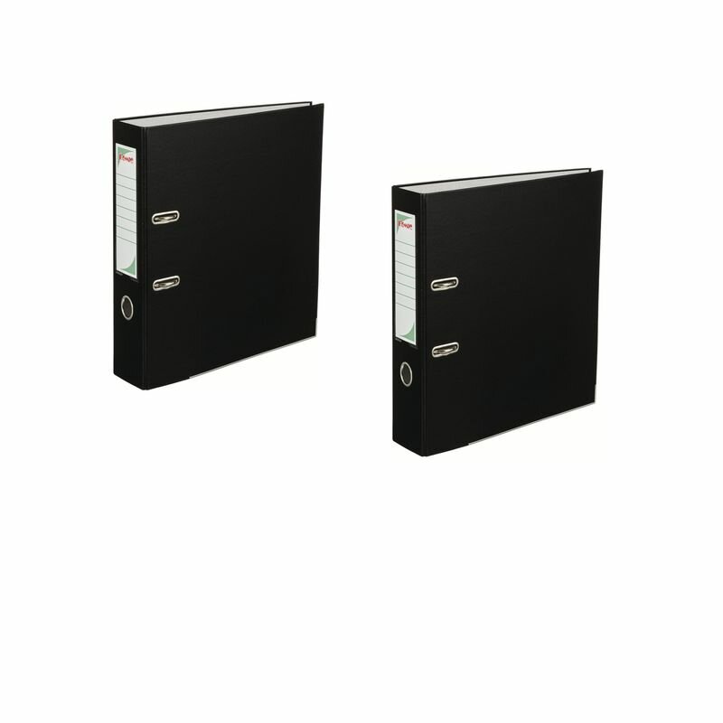 Комус Папка-регистратор, Экономи, 80 мм, с арочным механизмом, черная, 2 уп.